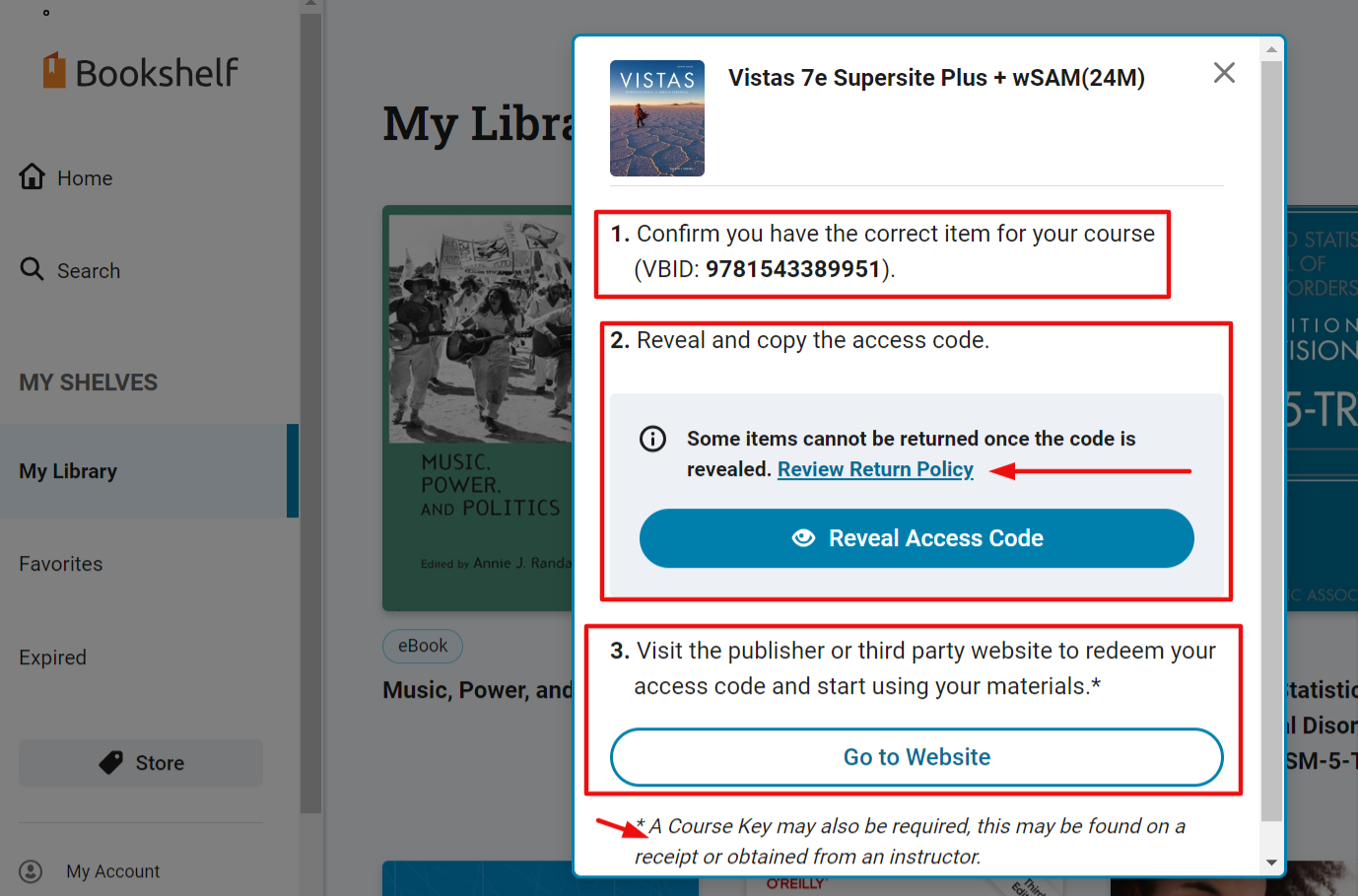 Redeem a Publisher Access Code delivered to my VitalSource Bookshelf ...